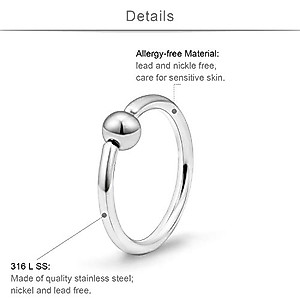 SCERRING 12PCS 16G Stainless Steel Captive Bead Ring Nose Rings Hoop Helix Daith Cartilage Tragus Earrings Nipple Eyebrow Body Piercing 6-16mm Silver