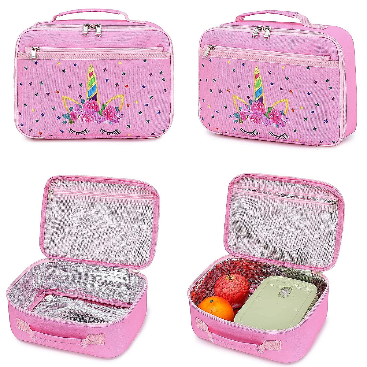 LEDAOU Kids School Backpack with Lunch Box for Girls Bookbag School Bag Preschool Kindergarten Toddler Backpack Tie Dye (Gradient Blue Purple-Cosmos)