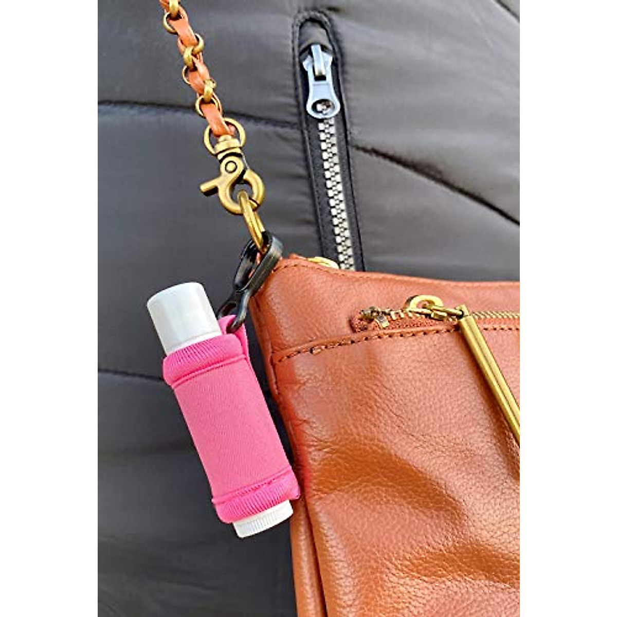 Chapstick Holder Keychain – Lip Balm Sleeve – Premium Neoprene with Key Chain Clip – Perfect for Chap Stick or Lip Gloss (Black, 2 Pack)