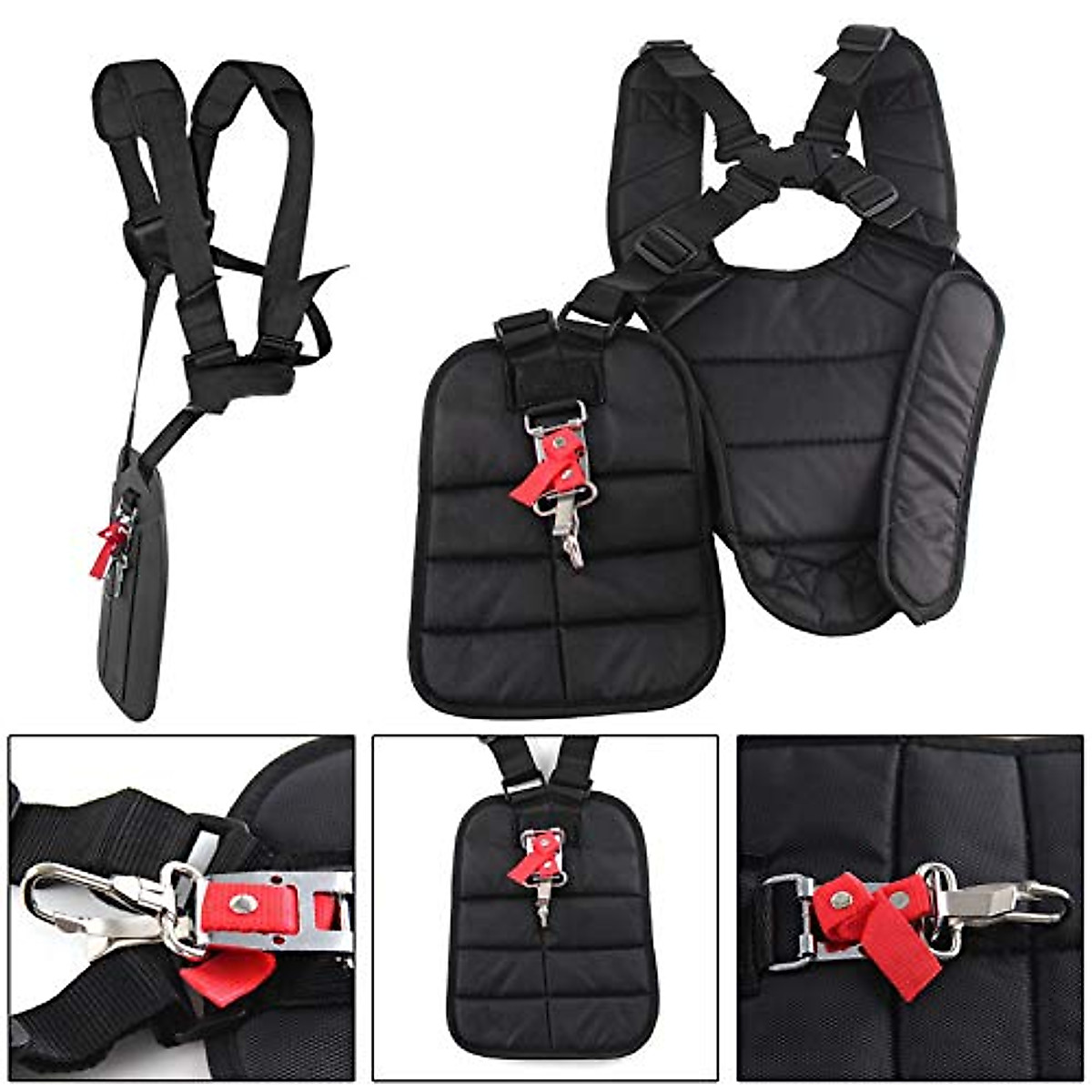 ifundom Black Comfort Strap Double Shoulder, Trimmer Shoulder Strap for Trimmers Brushcutters Strimmer Harness, Garden Brush Cutter Lawn Mower Nylon Belt fit for Brush Cutter Trimmer Kit