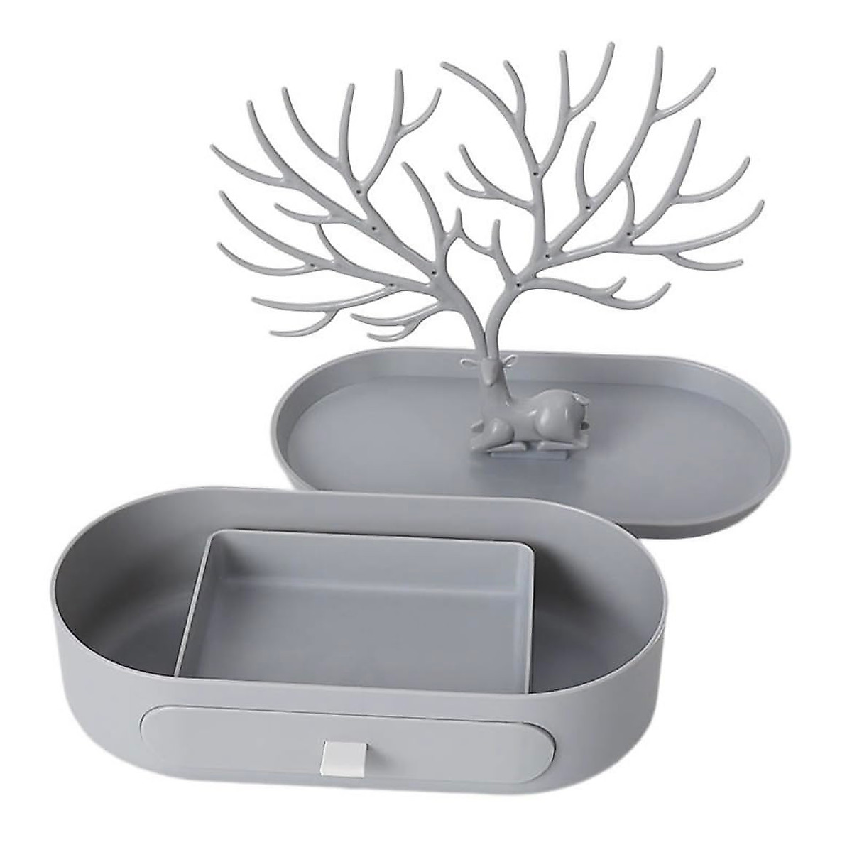 Deer Antler Jewelry Organizer & Holder - The Perfect Ideal Simple Solution Tray and Drawer for Storage and Organization of Necklaces, Rings, Bracelets, Watches & Earrings.