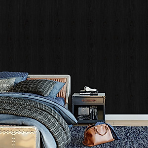 17.7"x118" Black Wallpaper Wood Peel and Stick Wood Contact Paper Black Wallpaper Wood Black Contact Paper Self Adhesive Wallpaper For Wall Countertop Cabinet Shelf Home Decoration Roll Film Roll