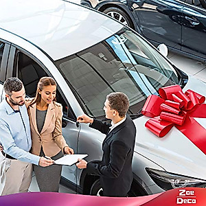 Zoe Deco Big Car Bow (Red, 23 inch), Gift Bows, Giant Bow for Car, Birthday Bow, Huge Car Bow, Car Bows, Big Red Bow, Bow for Gifts, Christmas Bows for Cars, Gift Wrapping, Big Gift Bow