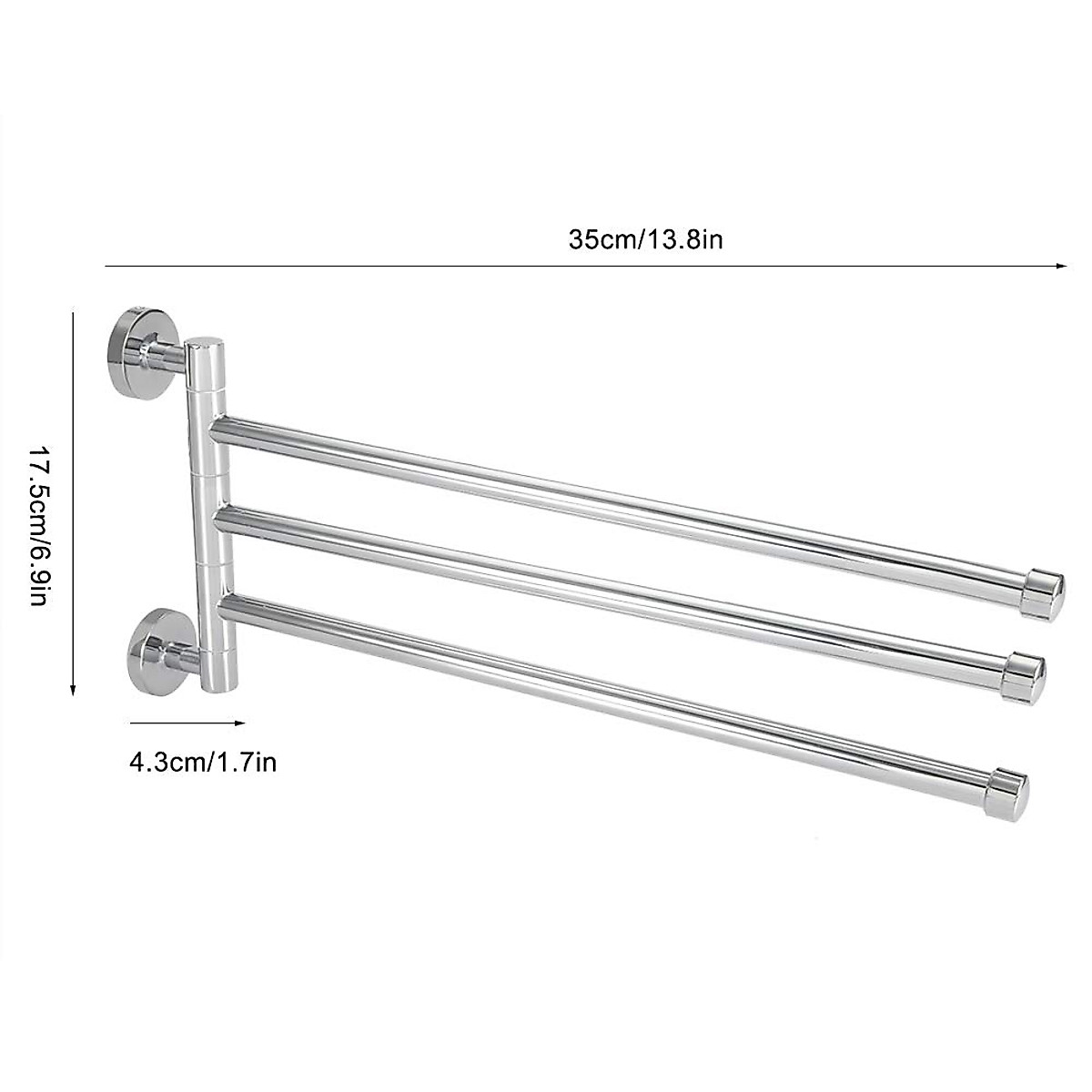 Swivel Towel Bar, 201 Stainless Steel 2/3-Arm Wall Mounted Towel Rack, for Bathroom Kitchen Space Saving Swing Out Towel Hanger Holder (3 arm)