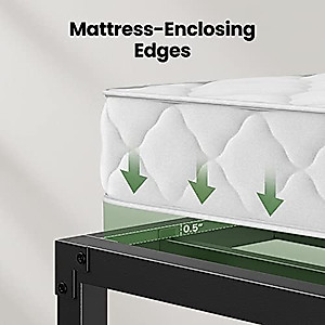 Marsail Bed Frame Queen Size, 14 Inch Metal Platform Bed with Enhanced Support Structure & Enclosing Edges, Metal Bed with Large Storage Space, 1400 lbs Max Weight, No Box Spring Needed, MSBFQ01