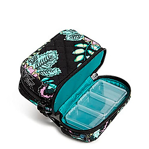 Vera Bradley Women's Cotton Deluxe Travel Pill Organizer, Island Garden - Recycled Cotton, One Size