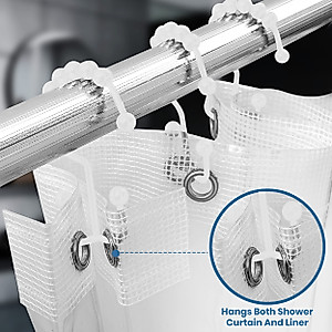 Utopia Bedding Double Glide Roller Shower Curtain Hooks, Double Sided Rings, Rust Proof Shower Curtain Hooks, White