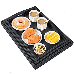 AKKAJJ Bamboo 3 Pack Serving Tray Kitchen Food Tray with Handles Serving Platters Tray Great for Dinners Party,Tea Bar, Table Breakfast Snack