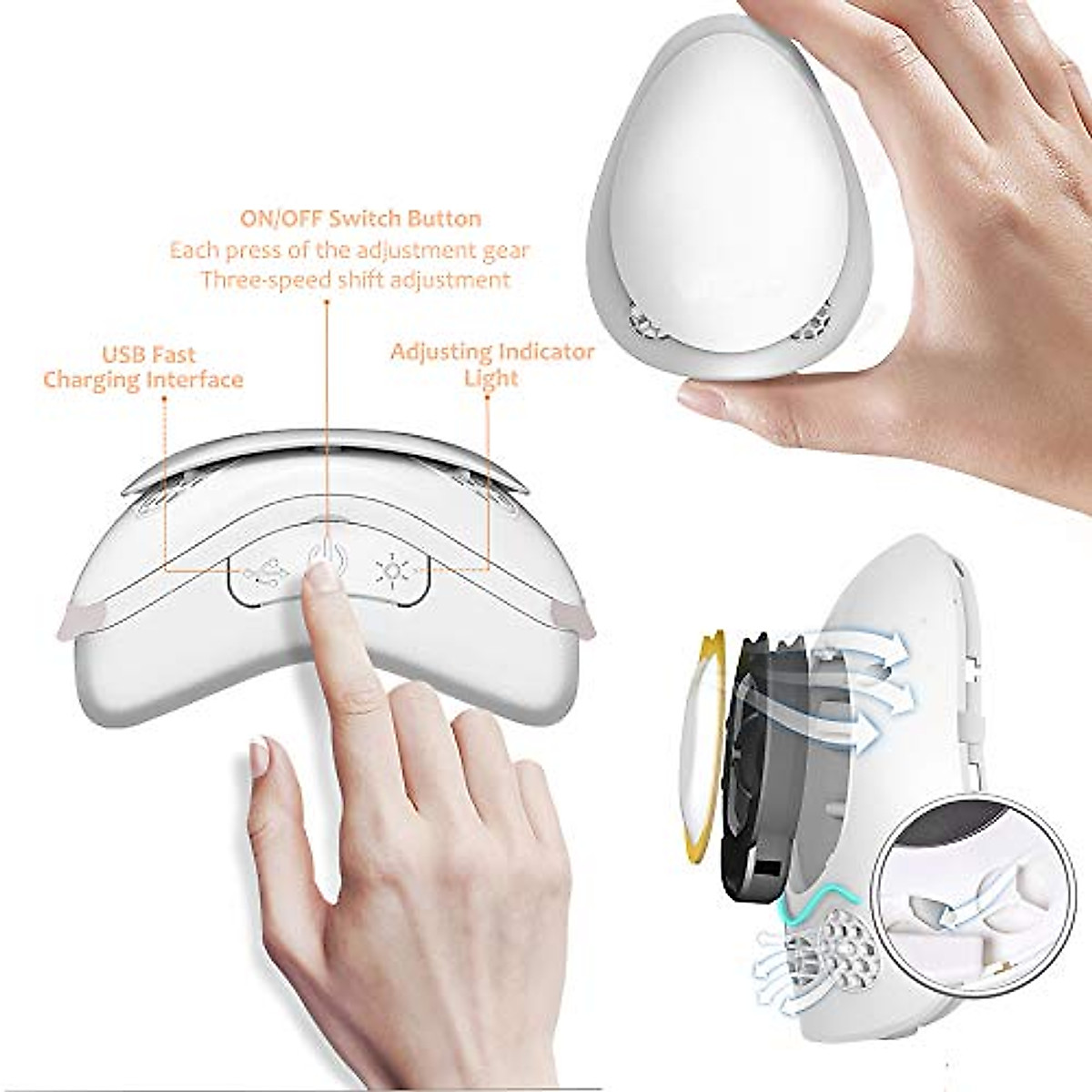 Gasin Adults Mini Electric Air Purifier with Activated Carbon Filter Automatic Fresh Air Purifying Anti for Dust Pollen Allergy for Adults