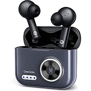 OneOdio True Wireless Earbuds, F2 Wireless Headphones,10mm Drivers with Deep Bass, 48H Playtime, Tiny Size Wireless Earbuds for Commute, Work, Workout, Running Grey