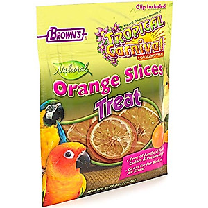 F.M. Brown's Tropical Carnival Natural Orange Slices Pet Bird Foraging Treat, 0.75-oz Bag - Sun-Ripened, USA Harvested, 100% Edible, Natural Vitamin C