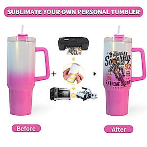 sweet grain 40oz Sublimation Gradient Glitter Tumbler with Handle, 20 Pack Double Wall Vacuum Reusable Stainless Steel Insulated Water Bottle Travel Mug Cup, Mixed Colors, DIY Gift