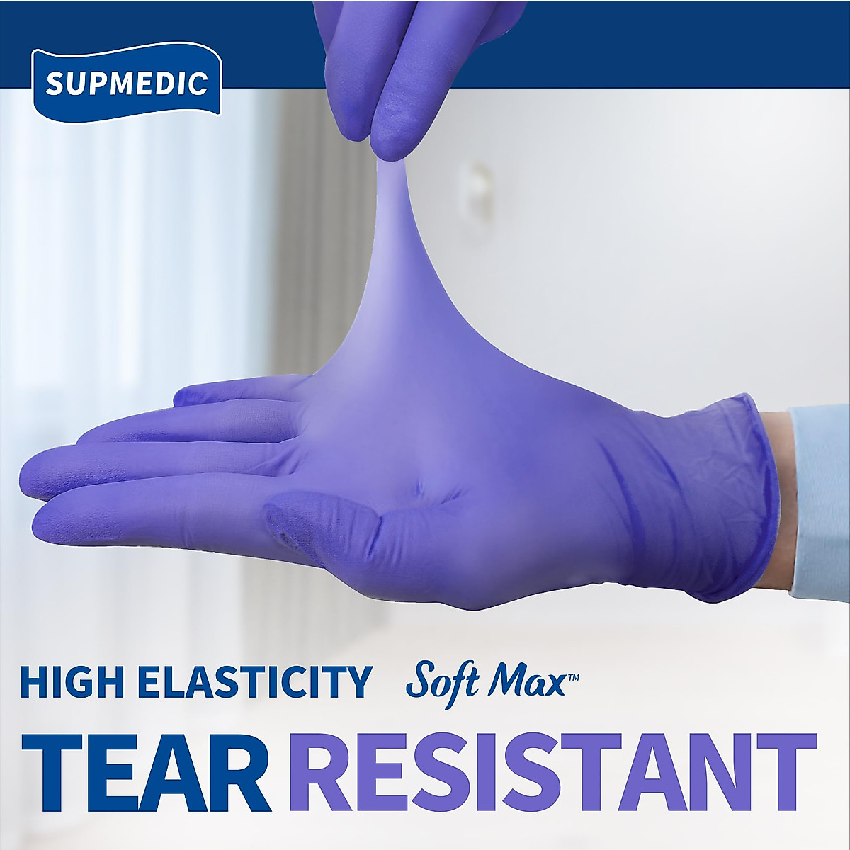 Supmedic Nitrile Exam Gloves, 3.5 Mil Powder-Free Food Safe Cleaning First Aid Disposable Medical Glove, Purple 100 Pcs (Medium)