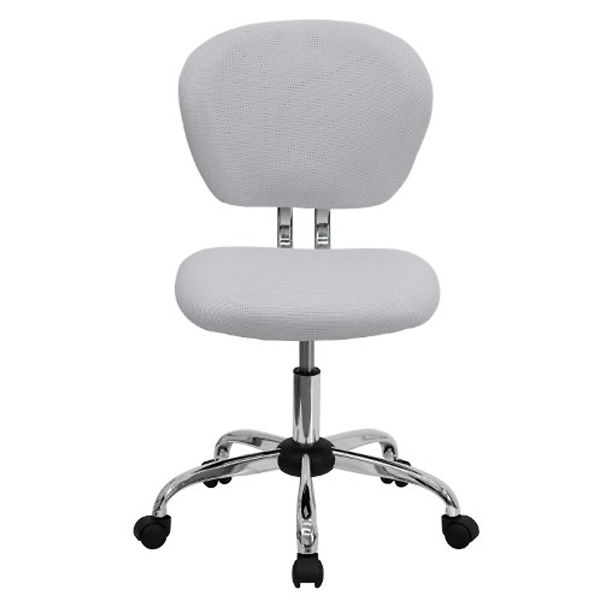 Flash Furniture Beverly Mid-Back White Mesh Padded Swivel Task Office Chair with Chrome Base