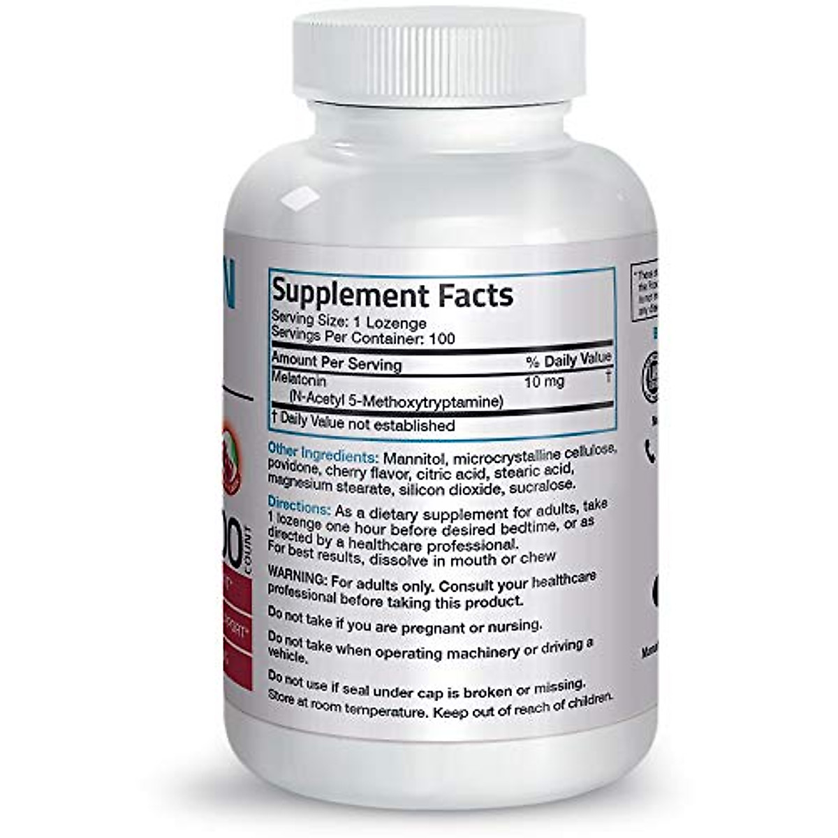 Bronson Melatonin 10mg Fast Dissolve Tablets - Stay Asleep Longer - 100 Cherry Flavored Fast Dissolve Tablets