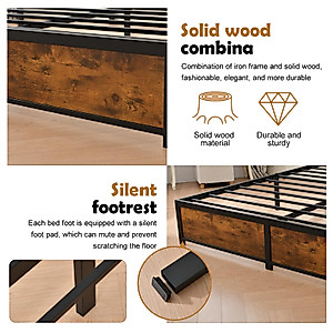 HCZCZX Queen Size Metal Bed Frame with Storage Drawers, no Box Spring Required, Easy to Assemble and noiseless (Queen)