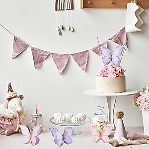 Wesiti 18 Pieces Butterfly Baby Shower Birthday Decorations Butterfly Party Tables Centerpieces 10 x 7 Inch Pink Purple Butterflies Table Toppers for Wedding Birthday Party Supplies(Classic Style)