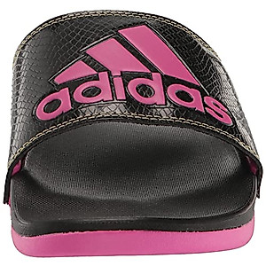 adidas Women's Adilette Comfort Slides Sandal, Black/Lucid Fuchsia/Gold Metallic, 10