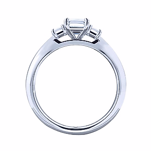 2 TCW Emerald Cut Moissanite Solitaire With accents Engagement Bridal Ring For Women In 10KT Solid Gold In Prong Setting For Wedding Anniversary ( Center 1 CT , Clarity VVS1-VVS2 , Color D-E,8)