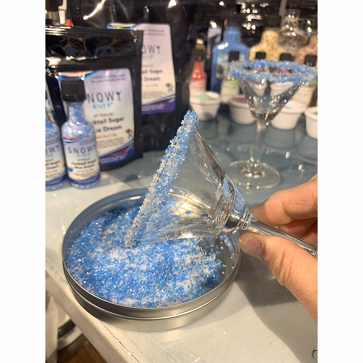 Snowy River Cocktail Sugar Rimmer Mixed Blends - All Natural Cocktail Decorating Sugar, Cocktail Garnish (Blue Dream, 2oz Bottle)