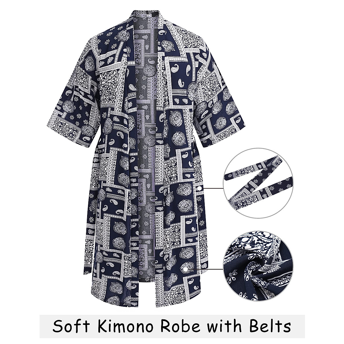 COOFANDY Men's Lightweight Kimono Robe Jacket Japanese Style Bathrobes Casual Open Front Long Cardigan Coat Outwear