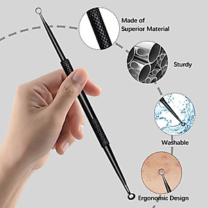 WOAMA Blackhead Remover Tools, Pimple Popper Tool Kit Extraction Acne Tools Blackhead Whitehead Remover Stainless Steel for Nose Face with Black Bag - 9PCS