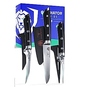 Dalstrong Fruit & Vegetable Paring Knife Set - 3 Piece - Gladiator Series Elite - Forged German High-Carbon Steel - Sheaths Included - Carving and Detail Knives Set - Kitchen Knife - NSF Certified