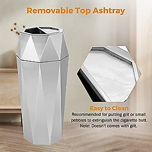 BEAMNOVA Bundle Metallic 15 x 31.5 in + Metallic Diamond-Shape 12 * 28 in Commercial Stainless Steel Trash Can Outdoor Indoor Garbage Enclosure with Lid Inside Barrel Heavy Duty Waste Container