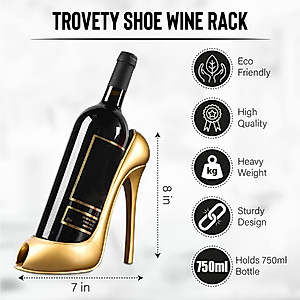 Trovety Shoe Wine Rack Holder - Bottle Keeper with High-Heel Design - Display & Storage Accessories - Table Centerpiece & Home Decorations for Kitchen, Restaurant, Bar, Hotel (Champagne)