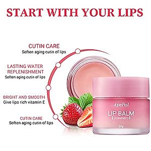 Strawberry Mask for Lip, Moisture & Collagen Booster Lip Sleeping Mask , Treatment to Restore, Hydrate & Plump Dry, Chapped Lips , Strawberry Mask for All Lip Types Women