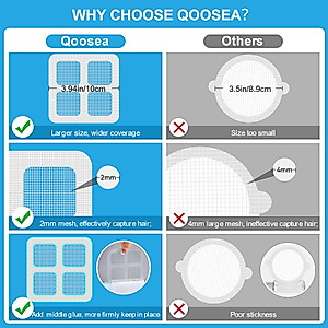 Qoosea 50 Pack Disposable Shower Drain Hair Catcher Shower Drain Cover Hair Catcher Mesh Stickers for Bathroom Washbasin Bathtub Kitchen Sink for Human and Pet Hair