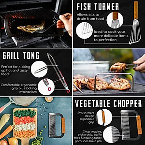 Zen-T - 17 Piece Grill Griddle Tool Kit - Griddle Accessories for Blackstone - Professional Grade Stainless Steel BBQ Tools - Perfect Grilling Utensils for All Your Grilling Needs + Bonus Recipe Ebook