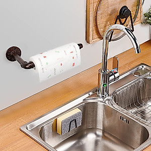 Jeasor Industrial Iron Pipe Kitchen Paper Towel Holder, Vintage Farmhouse Heavy Duty DIY Industrial Rustic Wall Mount Paper Towel Rack for Kitchen Bathroom(1, Bronze)