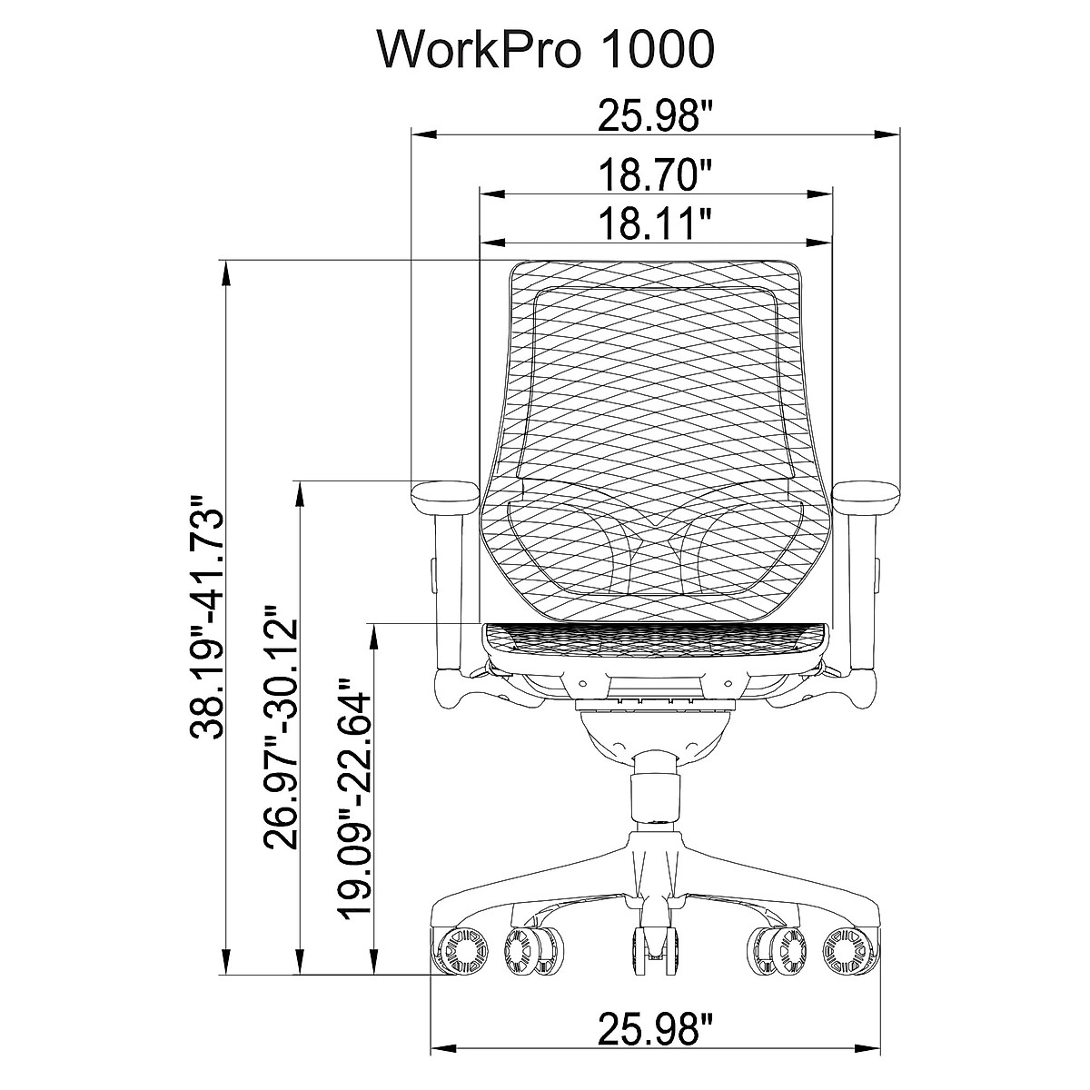 WorkPro® 1000 Series Ergonomic Mesh/Mesh Mid-Back Task Chair, Black/Black