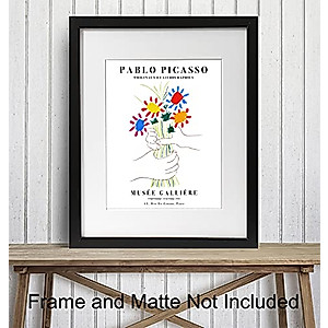 Pablo Picasso Wall Art & Decor - LARGE 11x14 - Pablo Picasso Poster Prints - Mid Century Modern Minimalist Abstract Aesthetic Room Decor - Gallery Wall Art - Bouquet of Peace - Flowers - Museum Poster