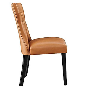 Modway Silhouette Modern Tufted Vegan Leather Upholstered Parsons Tan, One Dining Chair