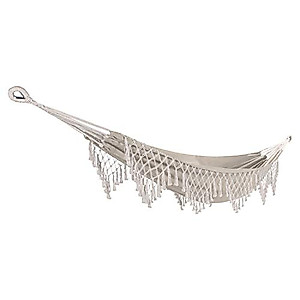Bliss Hammocks BH-400FR Hammock in a Bag with Fringe, Cotton, Portable, Supports up to 250-Pounds for Camping, Hiking and Outdoors, Natural