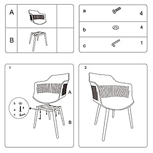 CangLong Set of 2, Modern, Hollow Back Plastic Arm Chair for Kitchen, Dining, Living Room, White 1