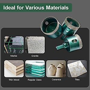 BONSSO Diamond Drill Bits, 10 PCS Hole Saw Kit Serrated Tile Drill Bits with Carrying Tool Box, Diamond Drill Bits for Ceramic, Glass, Marble, Granite and Tile