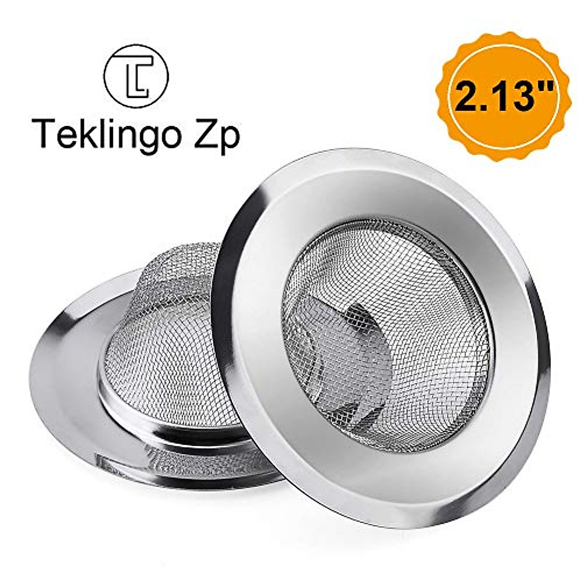 2 Pack - 2.13" Top / 1" Basket- Sink Strainer Bathroom Sink, Utility, Slop, Laundry, RV and Lavatory Sink Drain Strainer Hair Catcher. 1/16" Holes. Stainless Steel