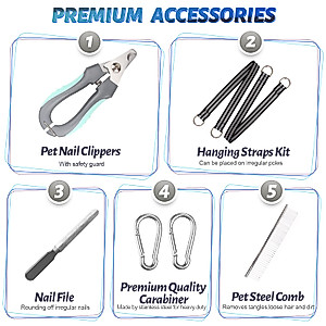 ATESON Pet Grooming Hammock Harness for Nail Trimming (XS 12lb), Sling Holder Hanger for Nail Clipping with Clippers, File, and Comb