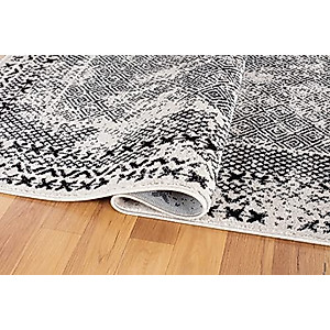 Rugshop Bohemian Distressed Border Stain Resistant High Traffic Living Room Kitchen Bedroom Dining Home Office Area Rug 5'x7' Black