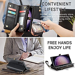 ASAPDOS Samsung Galaxy Note 10+ Plus 6.8” Case Wallet,Retro PU Leather Strap Wristlet Flip Case with Magnetic Closure,[RFID Blocking] Card Holder and Kickstand for Men Women Black