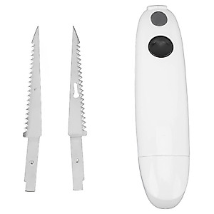 Electric Knife for Carving Meat, Poultry, Bread, Cordless Easy Electric Knife, 2 Serrated Stainless Steel Blades, Ergonomic Handle, Serving for Raw Cooked Food