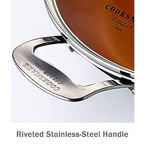 COOKSMARK Copper Pan 12-Inch Nonstick Induction Frying Pan with Lid and Cool-Touch Handle, Copper Ceramic Skillet, Saute Pan, Dishwasher Safe Oven Safe