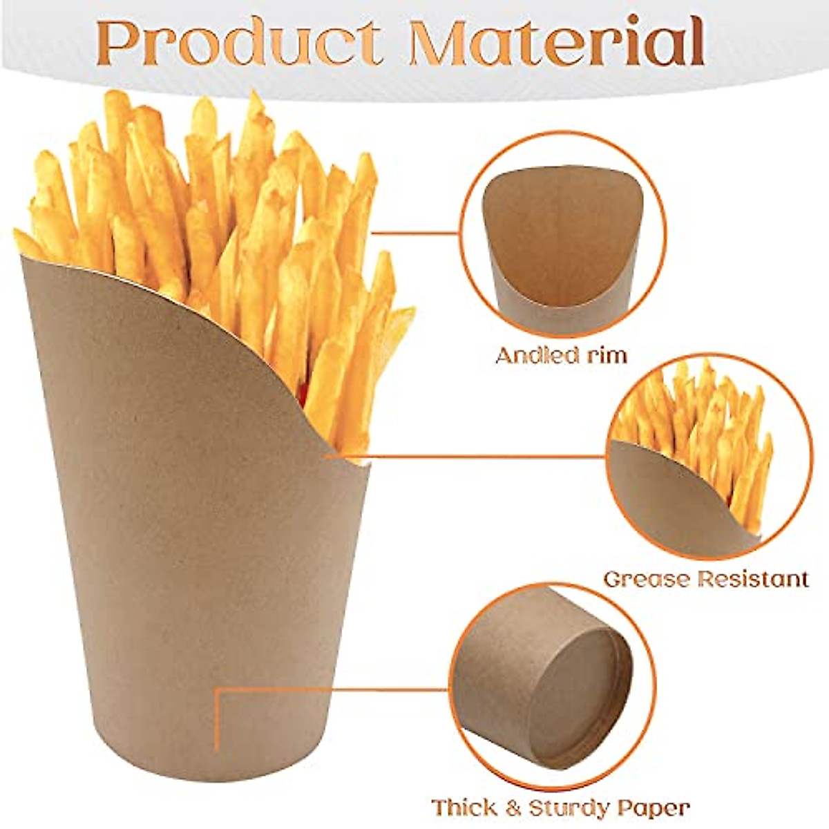 50 Pcs 14 Ounce French Fries Box, Disposable French Fries Cups for Baking Cakes Popcorn Ice Cream
