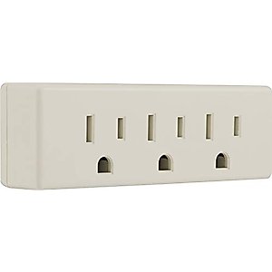 GE 3-Outlet Extender Wall Tap, Grounded Adapter Plug, Indoor Rated, 3-Prong, Perfect for Travel, UL Listed, Light Almond, 54195