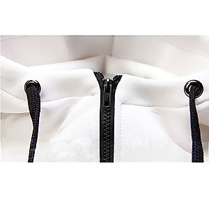 ZUEVI Men's Casual Striped Drawstring Hooded And Zipper Closure Hoodies Slim Fit Lightweight Sweatshirt(WHITE-M)