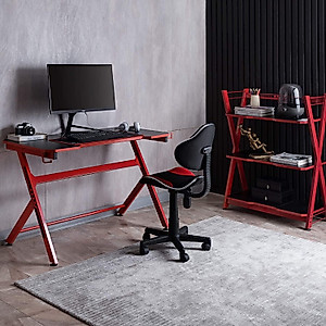 JJS 48" Home Office Gaming Computer Desk with Cable Management, R Shaped Large Gamer Workstation PC Table with Cup Holder Headphone Hook Mouse Pad, Black Manufacturer Brand Name