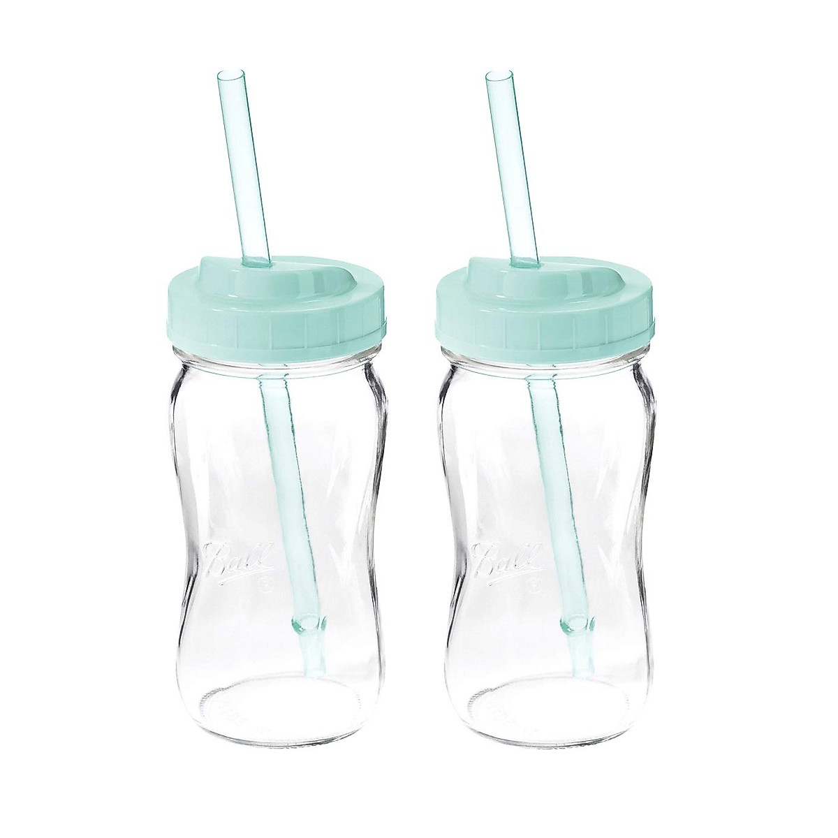 Ball 1440016024 Sip Straw Contoured Jar, 16 Oz (Pack of 2)